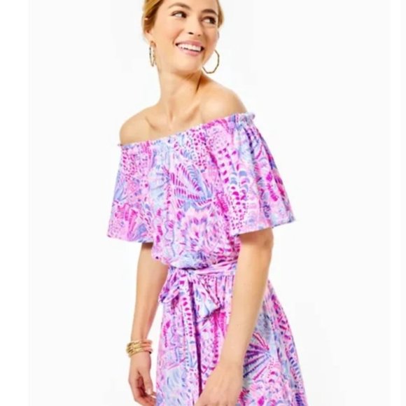 Lilly Pulitzer | Dresses | Lilly Pulitzer Moriah Midi Off Shoulder ...